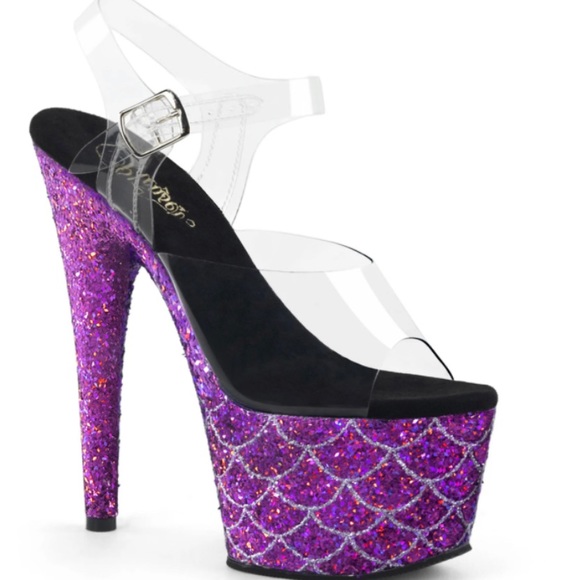 Pleaser | Shoes | Pleaser Purple Mermaid Glitter Pole Dance Stilettos ...